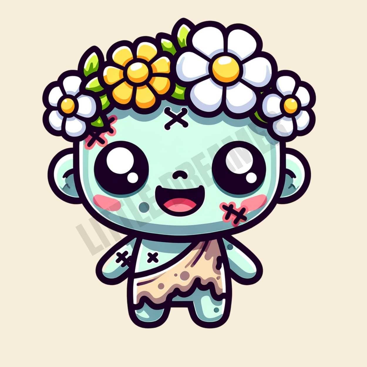 Cute Kawaii Halloween Clipart, Ghosts, Skulls, Black Cats, Witches, 50 ...