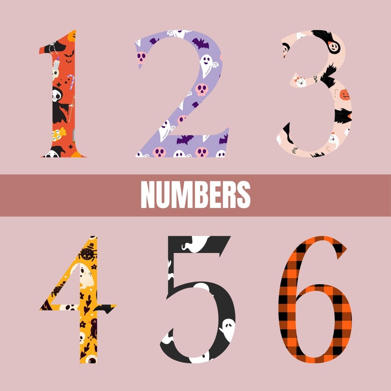 Kawaii Halloween Alphabet Clipart, Letters & Numbers, 434 PNG Files ...