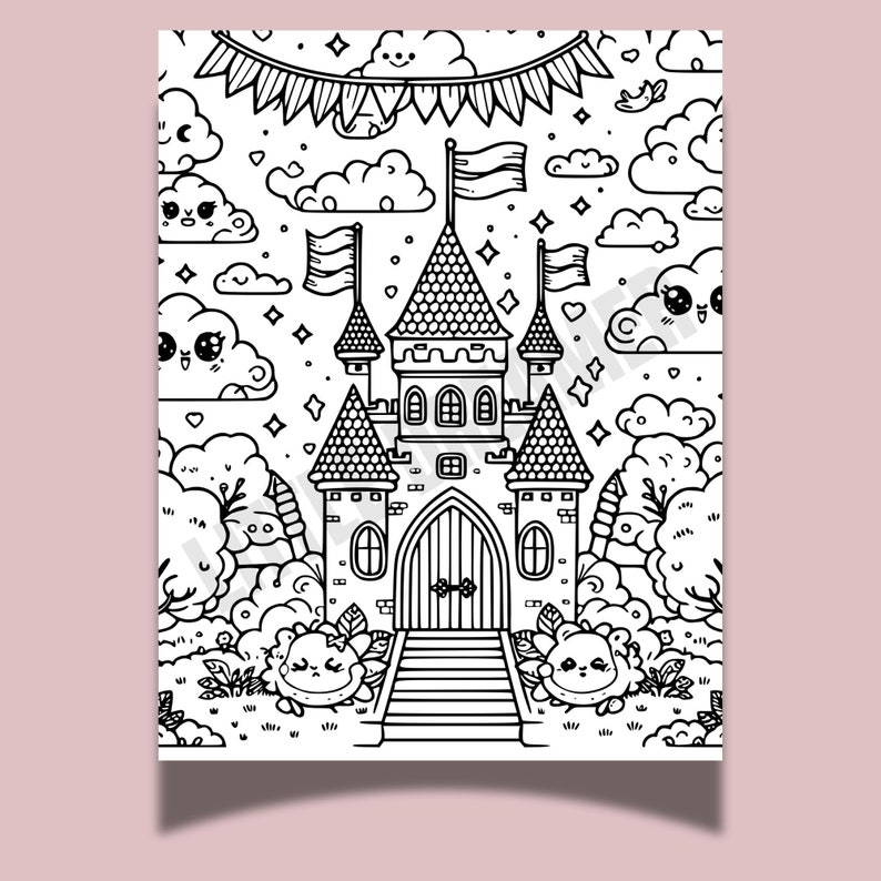 50 Kawaii Coloring Pages, PNG and PDF Files, Digital Download, for Kids ...