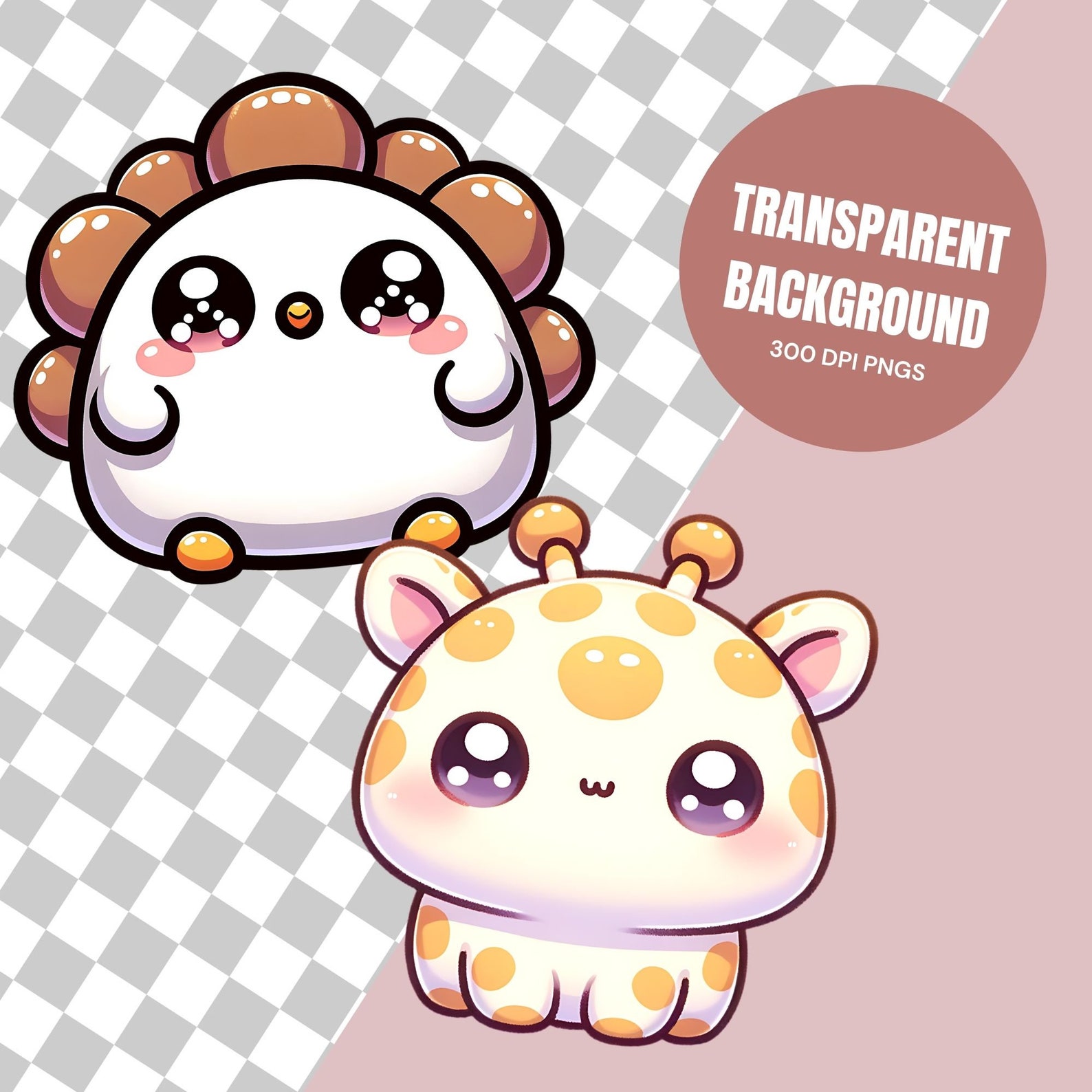 50 Kawaii Animal Clipart PNG Files, Nursery Decor, Digital Download ...