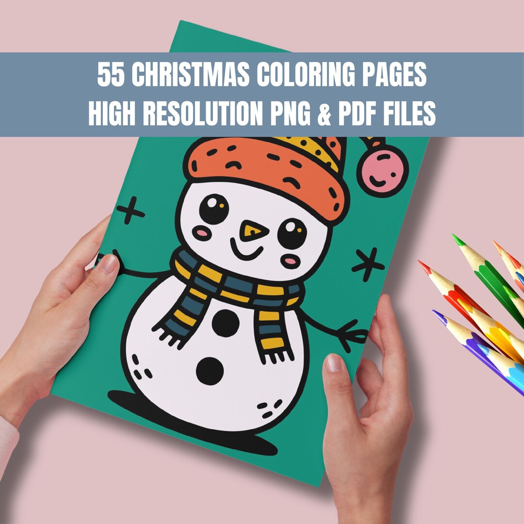 55 Christmas Coloring Pages, Christmas PNG and PDF Files, Digital ...