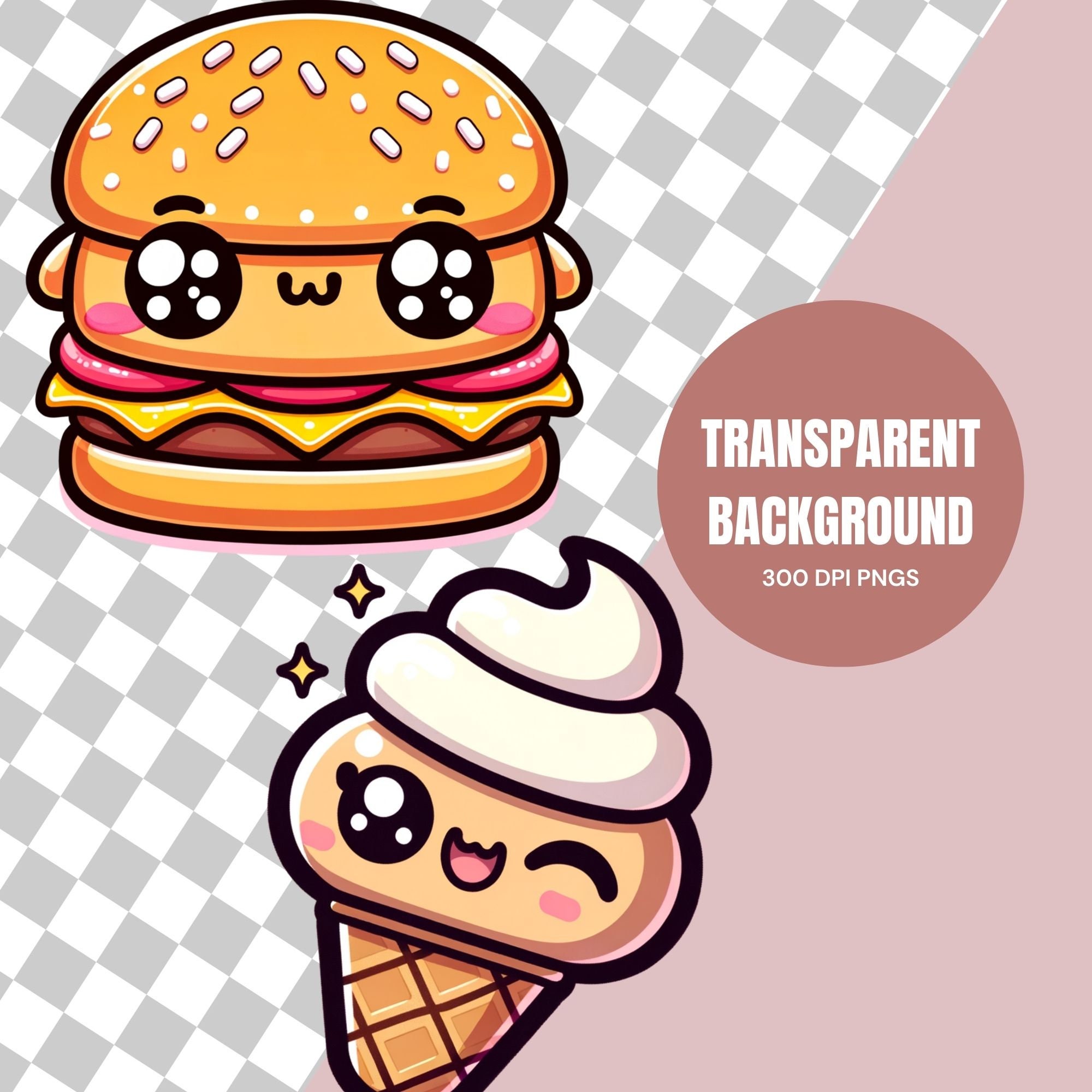 50 Kawaii Cute Food Clipart, Nursery Decor, Digital Download, Sticker ...