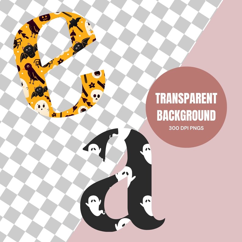 Kawaii Halloween Alphabet Clipart, Letters & Numbers, 434 PNG Files ...