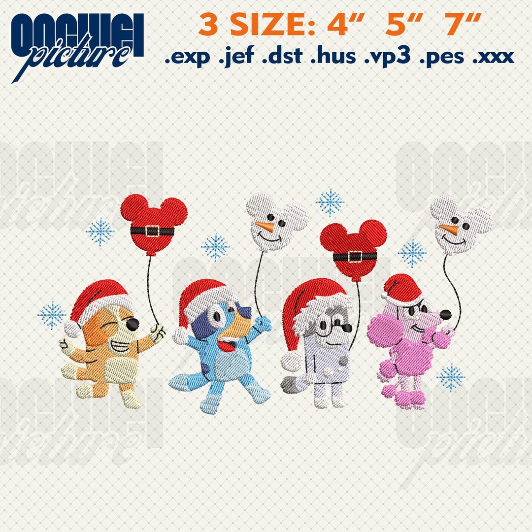 Christmas Cute Dog Embroidery Design, Christmas Dog Friends Embroidery ...