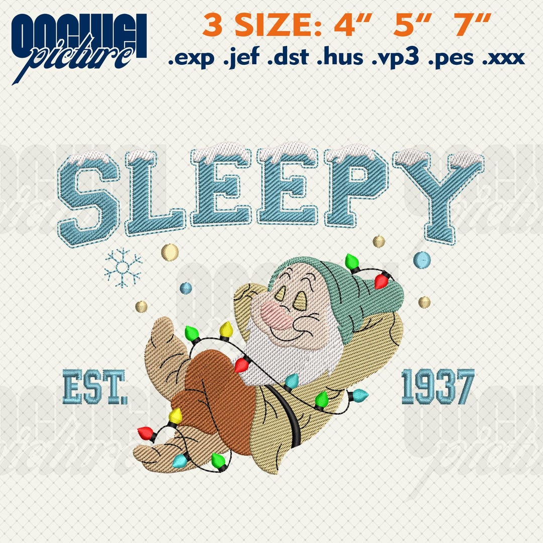 Cartoon Princess Embroidery Design, Christmas Embroidery Design, Drowsy ...