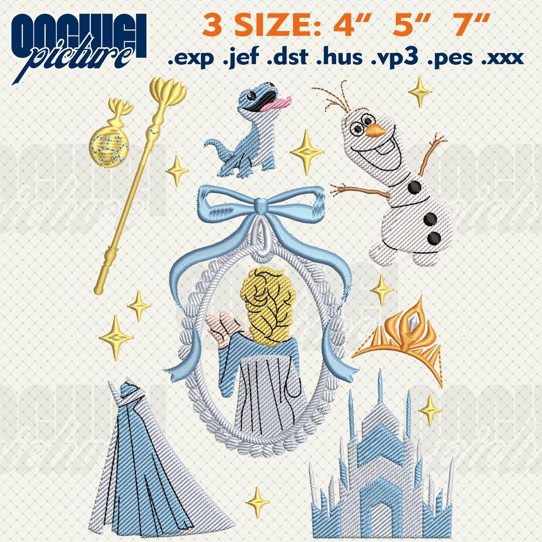 Princess Movie Cartoon Embroidery Design, Magic Kingdom Embroidery ...