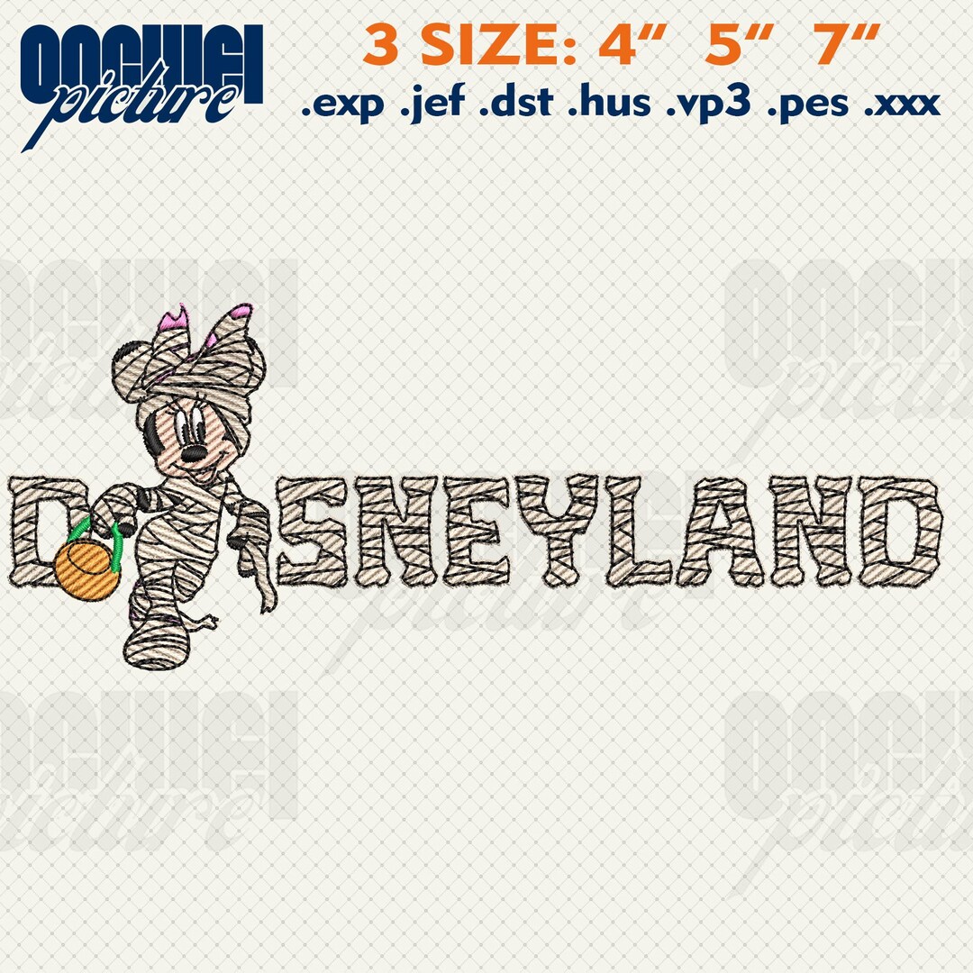 Cartoon Mummy Mouse Embroidery File, Halloween Cartoon Mummy Mouse ...