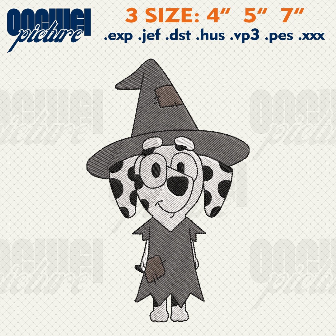 Cute Witch Dog Embroidery Design, Halloween Embroidery Design, Dog ...