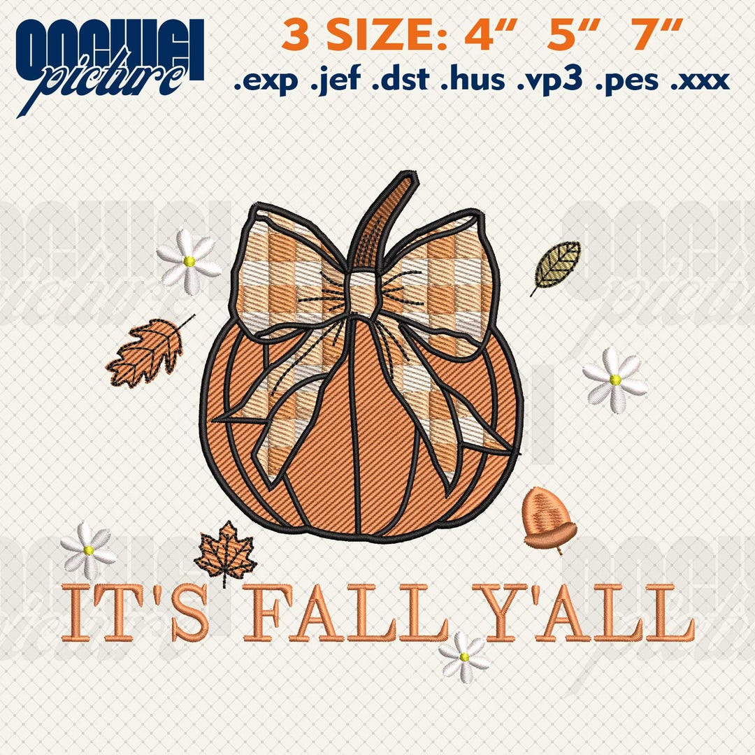 Its Fall Yall Embroidery Design, Retro Fall Embroidery Design, Fall ...