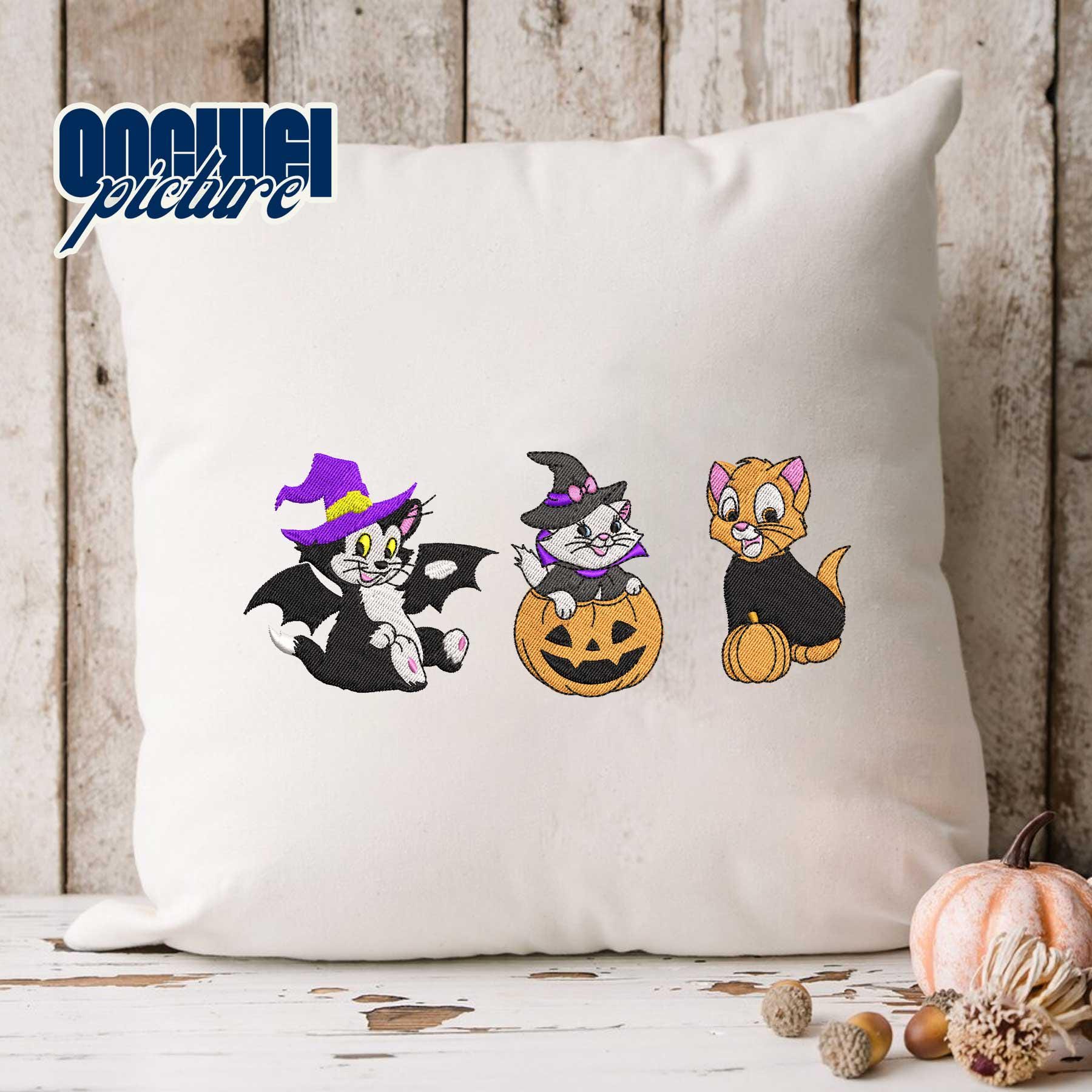 Pumpkin Cat Cartoon Embroidery Design, Cute Baby Cat Cartoon Embroidery ...