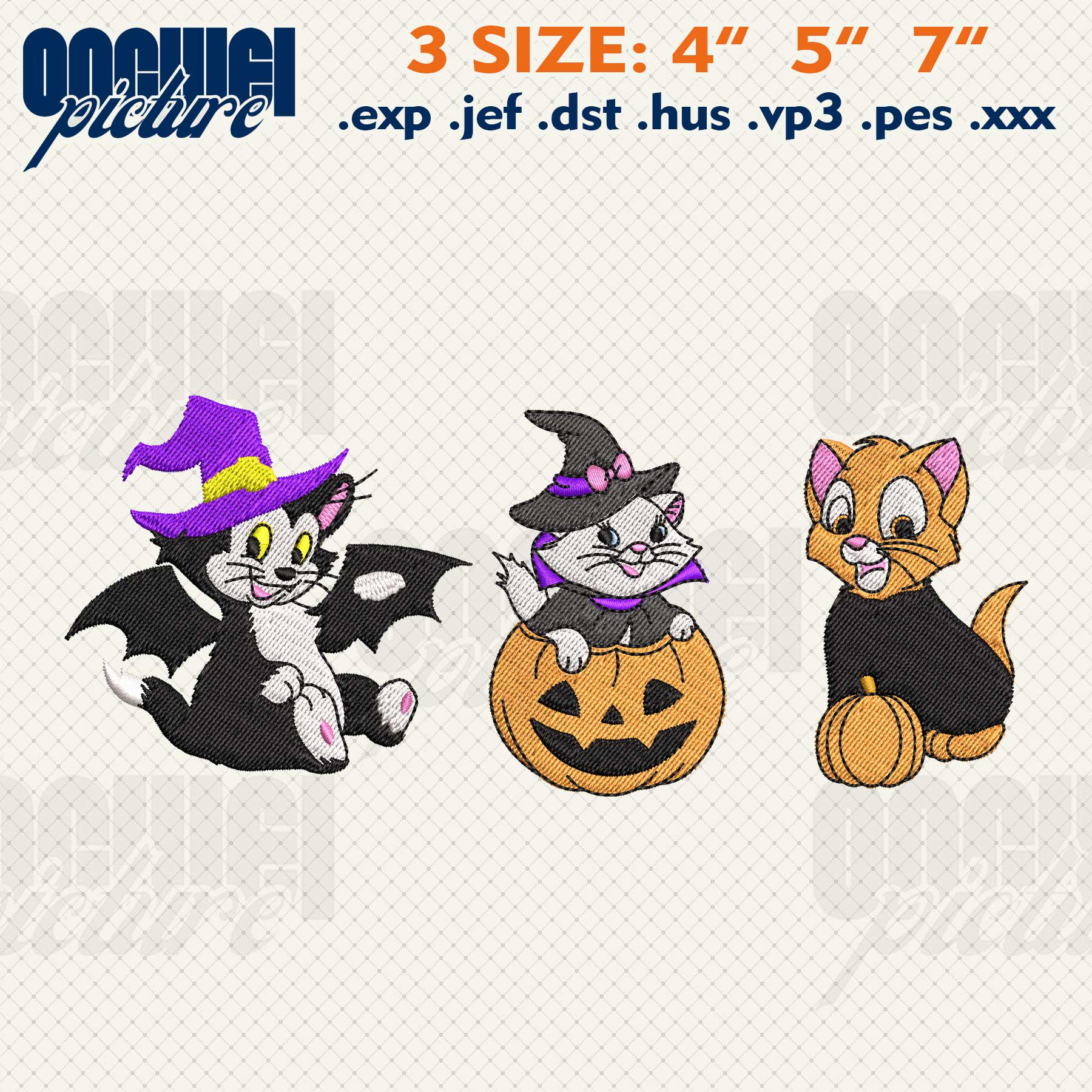 Pumpkin Cat Cartoon Embroidery Design, Cute Baby Cat Cartoon Embroidery ...