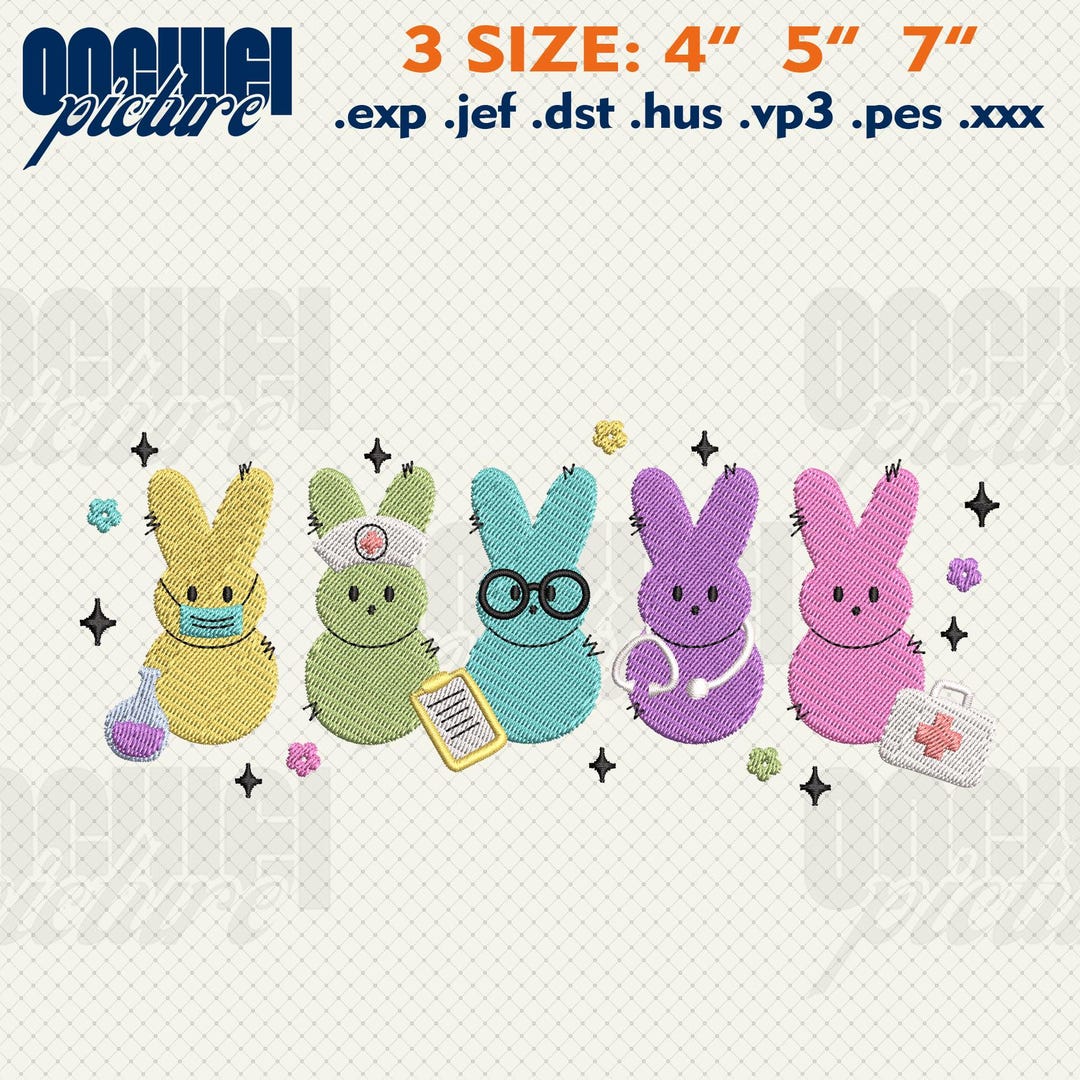 Easter Day Embroidery Design, Nurse Peeps Embroidery Design, Chillin ...