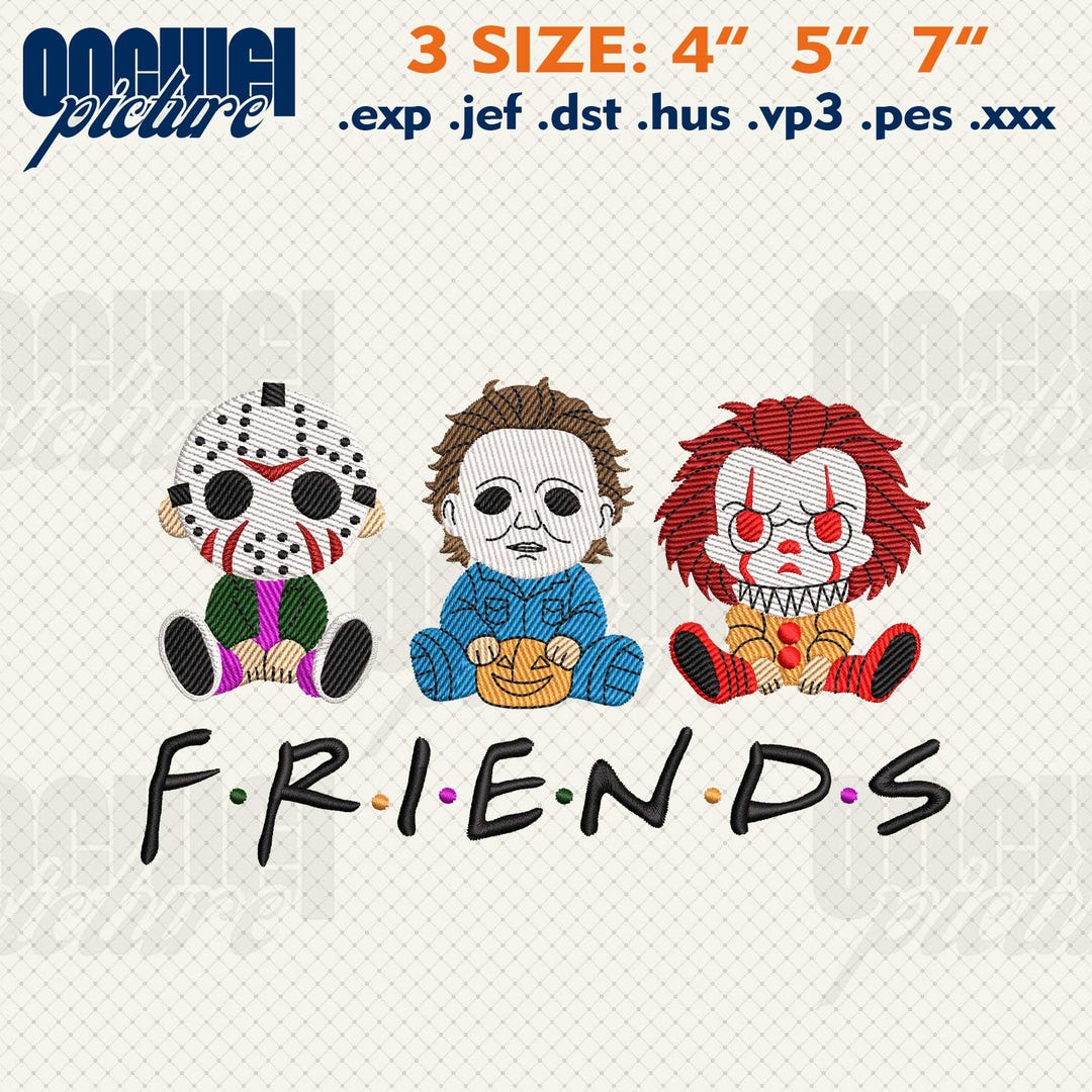Horror Friends Embroidery File, Halloween Horror Movie Embroidery ...