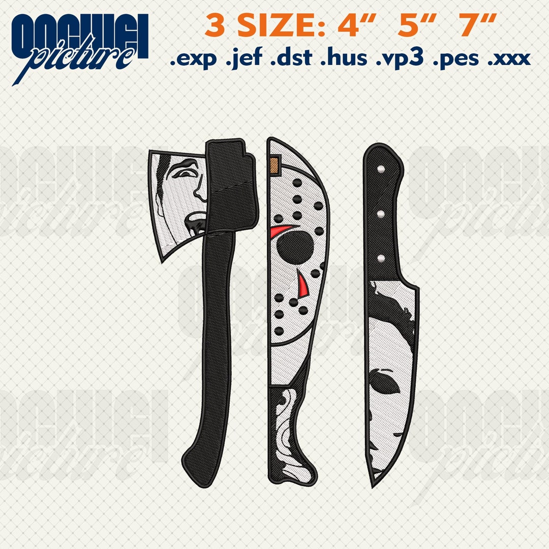 Horror Movie Killer Knife Embroidery, Halloween Horror Movie Killer ...