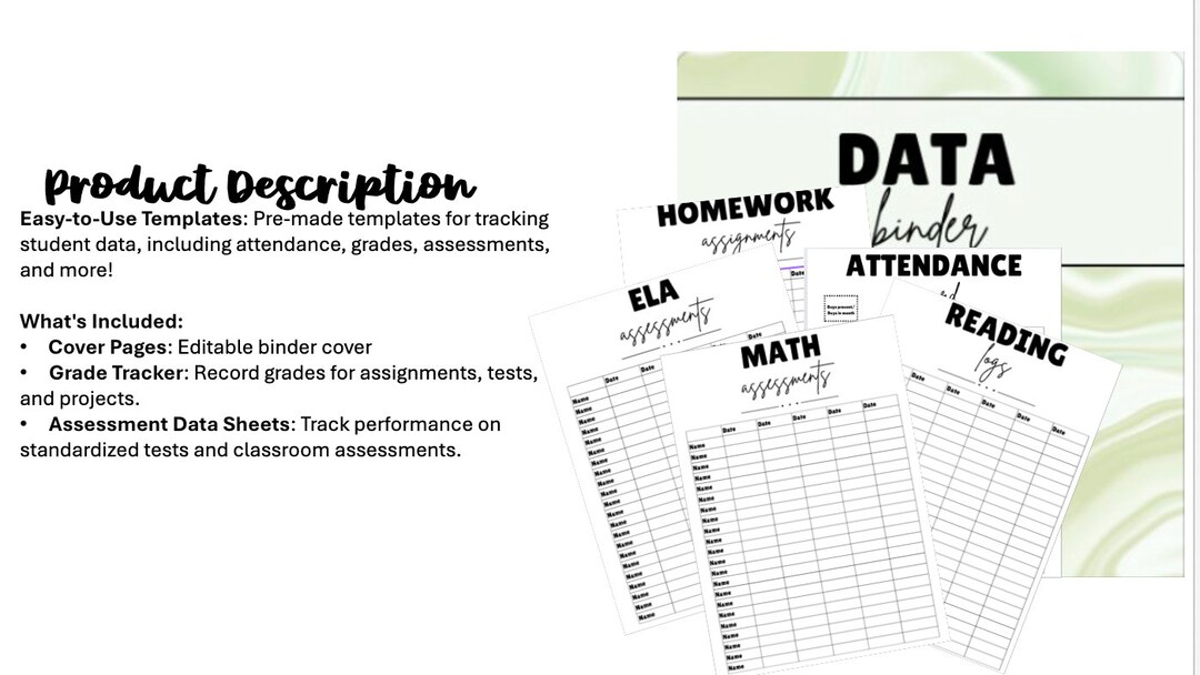 Customizable Teacher's Data Binder - Organize With Ease! - Etsy