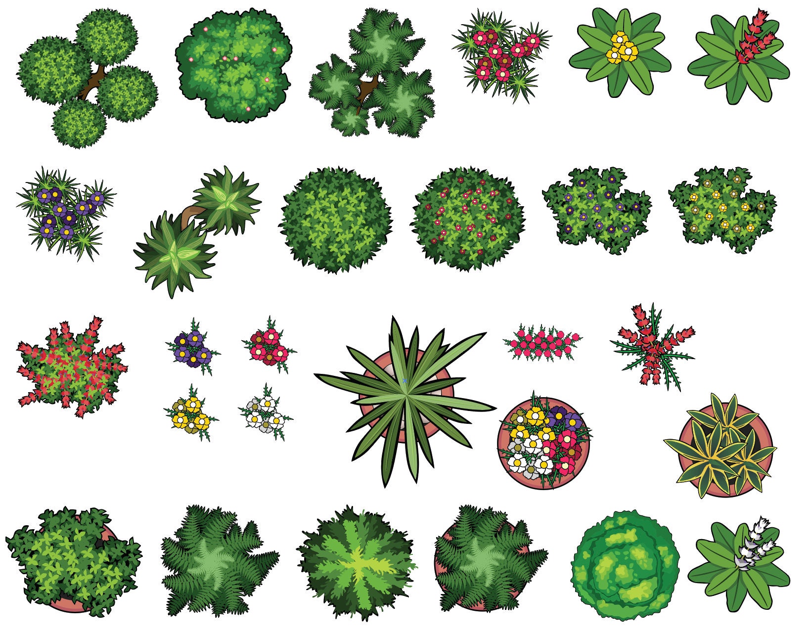 Trees, Shrubs & Plants Vector Symbols. Includes Ai, SVG, PDF and PDF ...