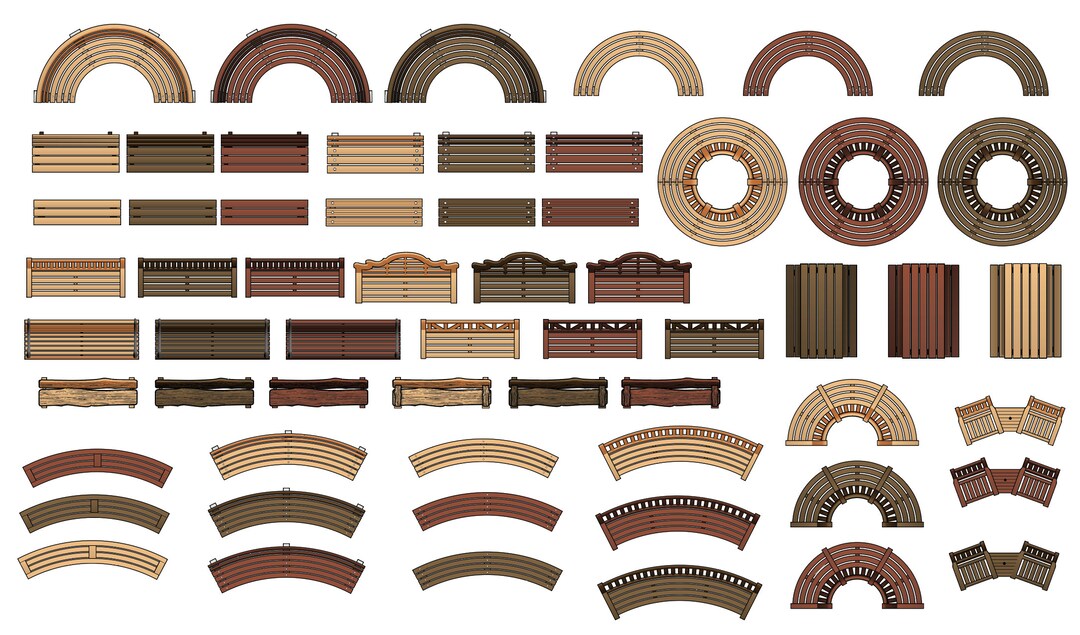 Benches Top View 2D Landscape Clipart Vector Symbols - Etsy