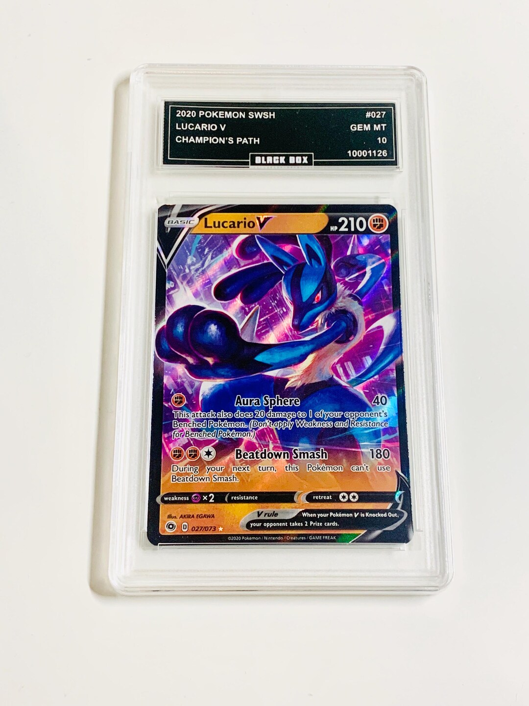 Lucario V 2020 Pokemon Sword & Shield Champion's Path #027 Graded 10 - Etsy
