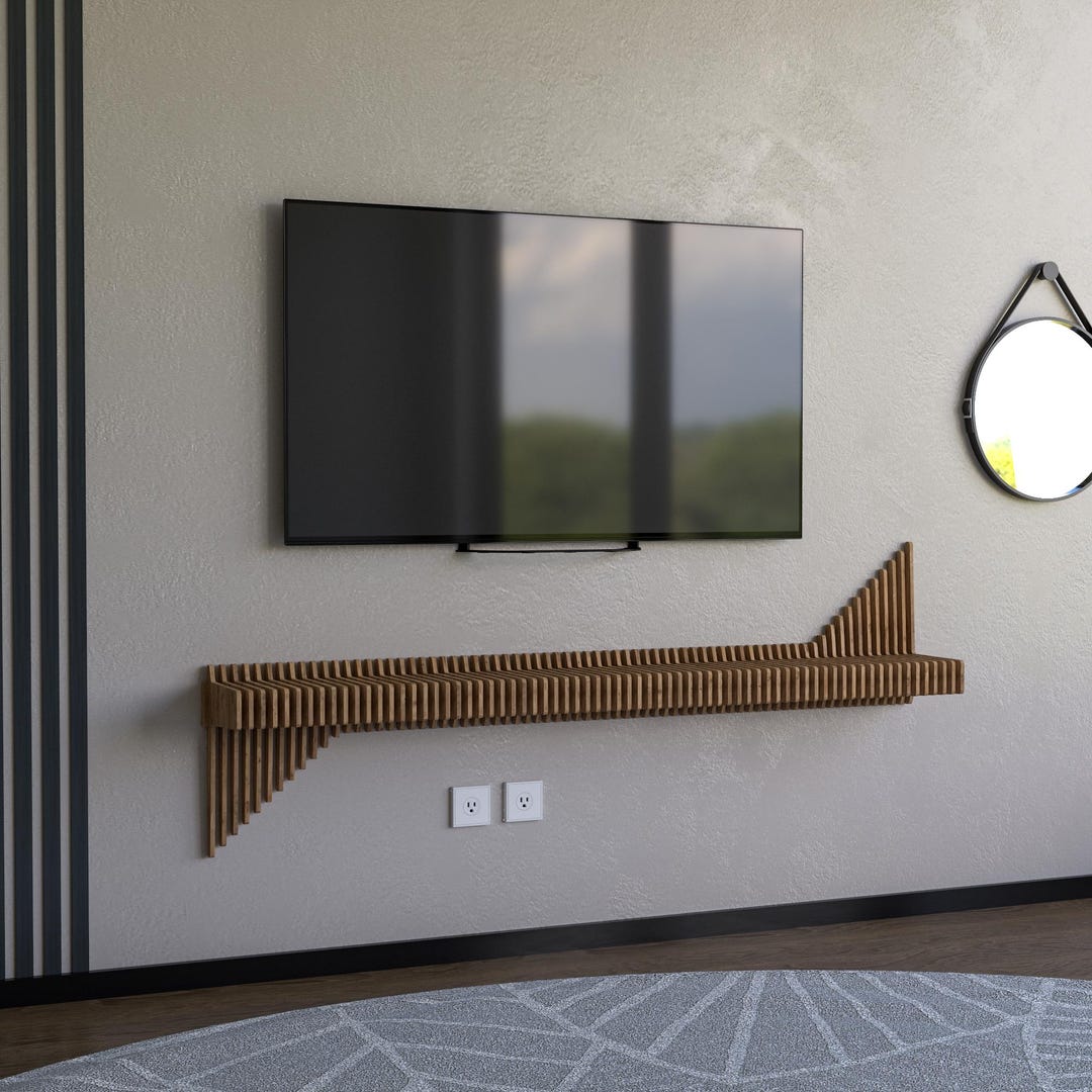 Batamex Parametric 65 Inch Floating Shelf TV Unit Modern Geometric ...