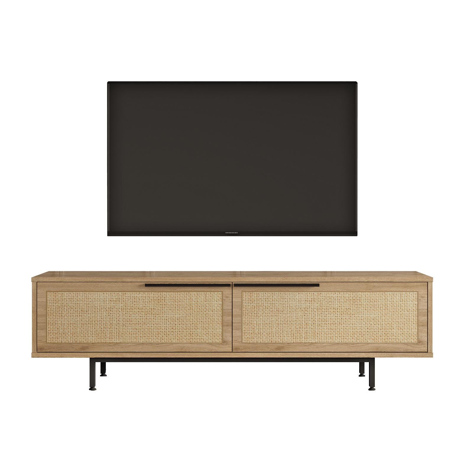 Ocean TV Unit Console With Metal Legs 63 Inches With Storage Shelves ...