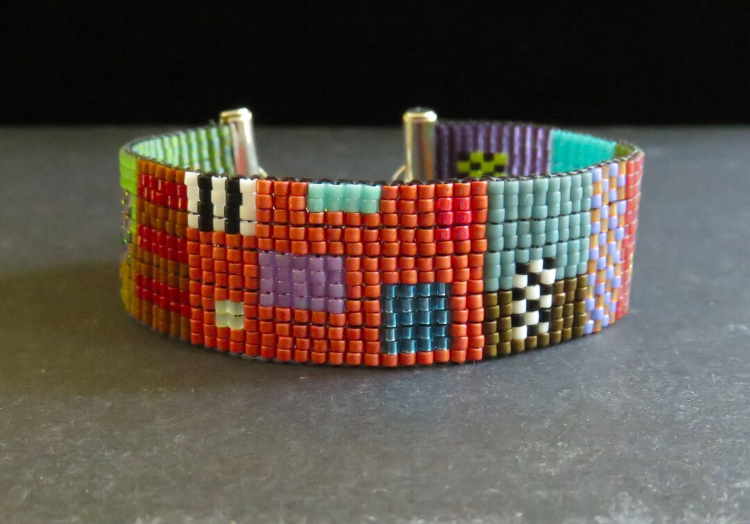 Color Block Delica Glass Bead Loomed Bracelet. Colorful Loomed Bracelet ...