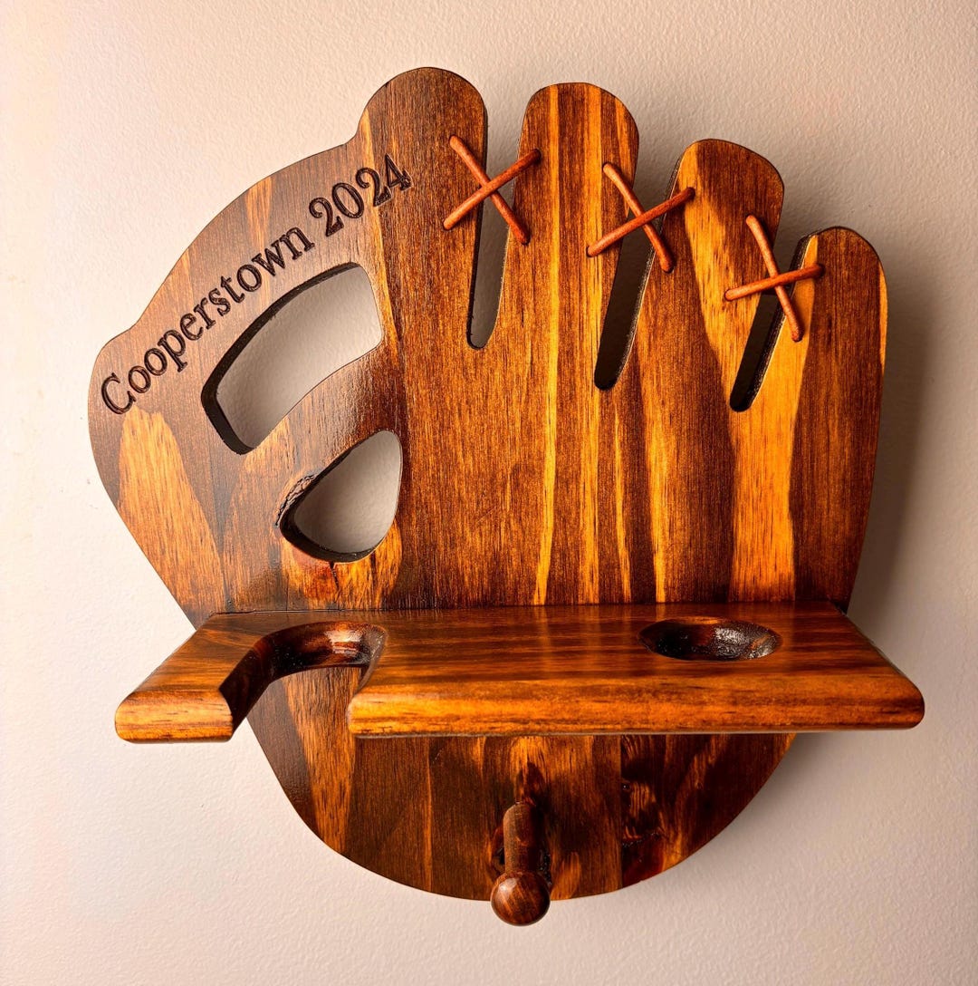 Handmade Wooden Baseball Glove Display Rack, Espresso Stained Pine - Etsy