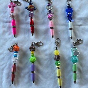 Pen Keychains, Key Rings, Beaded Pen, Beaded Keychain, Pen Clip - Etsy