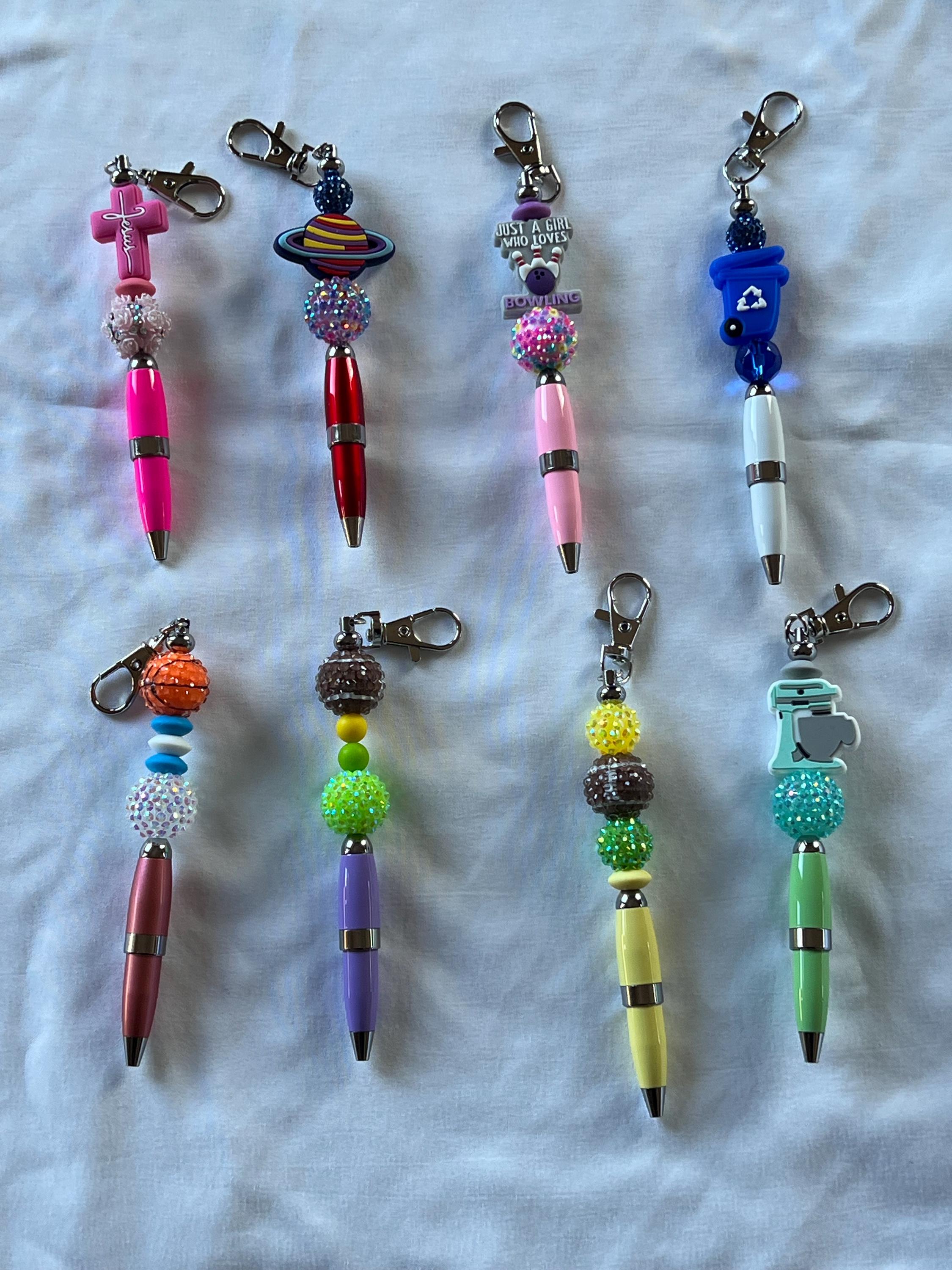 Pen Keychains, Key Rings, Beaded Pen, Beaded Keychain, Pen Clip - Etsy