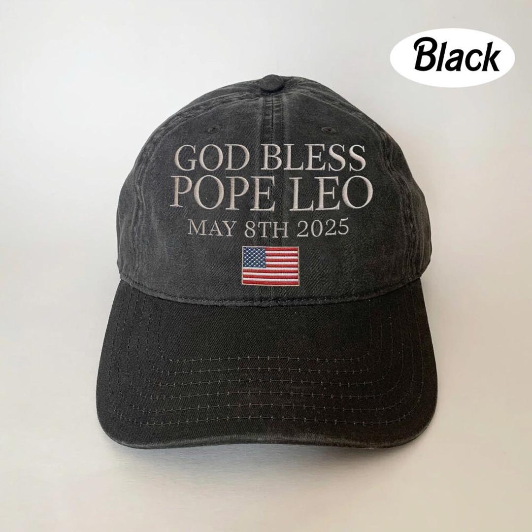 Retro Leo XIV New Pope Embroidered Washed Hat, Minimalist Catholic ...