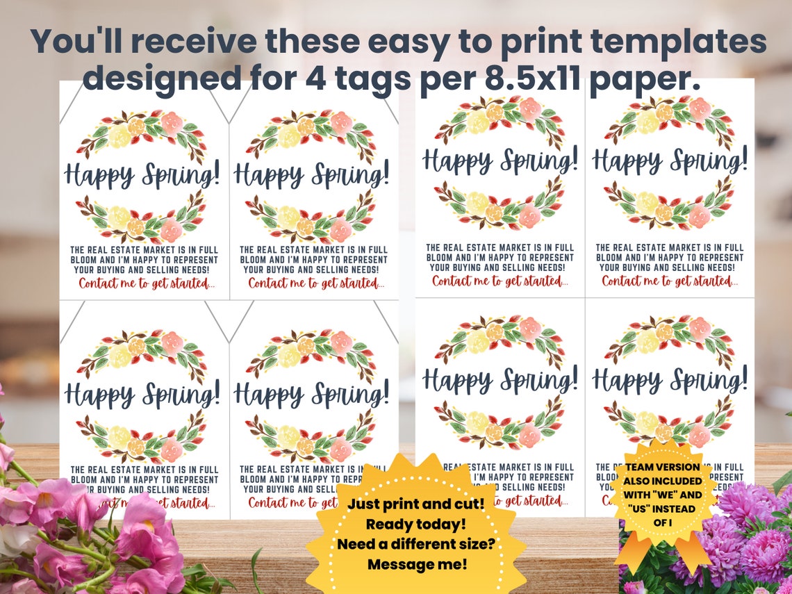 PRINTABLE Spring Real Estate Pop by Tags Realtor Popby Plant Tags ...
