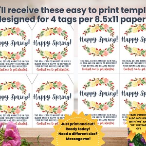 PRINTABLE Spring Real Estate Pop by Tags | Realtor Popby Plant Tags ...