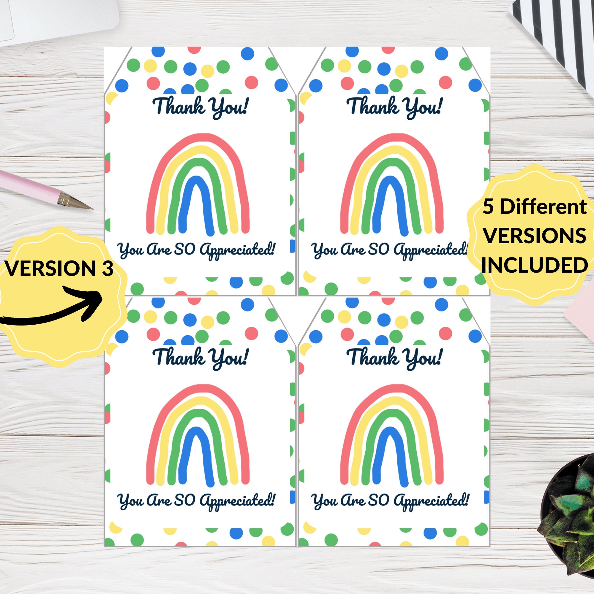 PRINTABLE Rainbow Teacher Gift Tags, DIY Teacher Appreciation Present ...