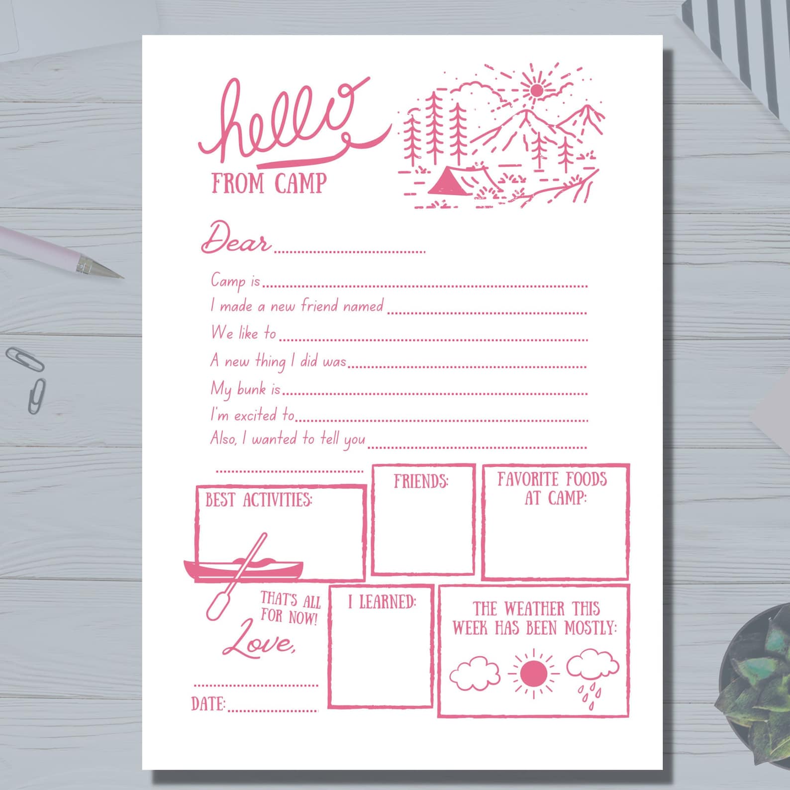 Fill in the Blank Camp Letter Printable Letter Camp Letter - Etsy