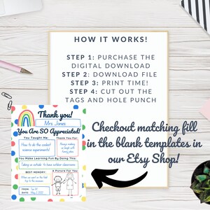 PRINTABLE Rainbow Teacher Gift Tags, DIY Teacher Appreciation Present ...