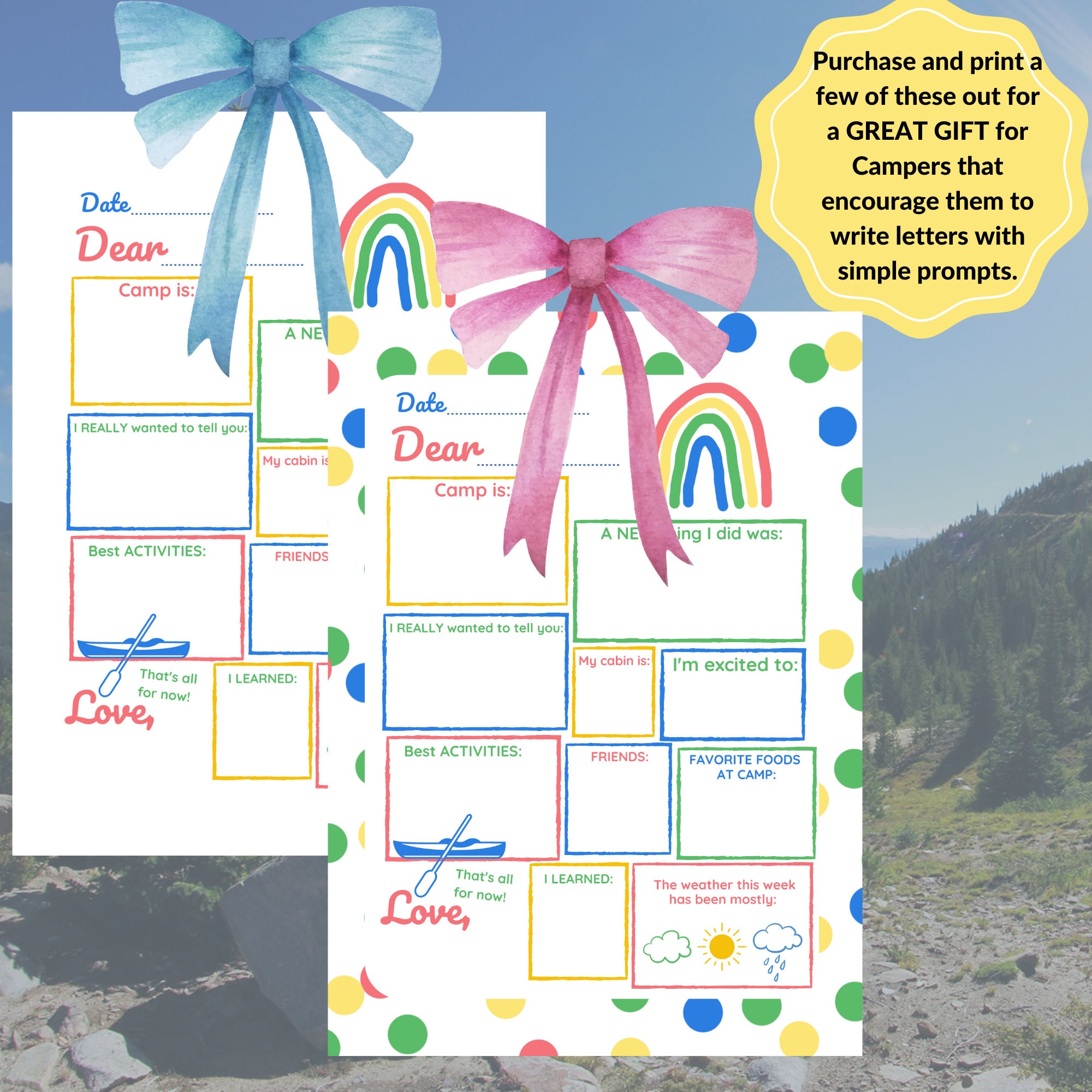 Fill in the Blank Camp Letter, Printable Letter Camp Letter, Rainbow ...