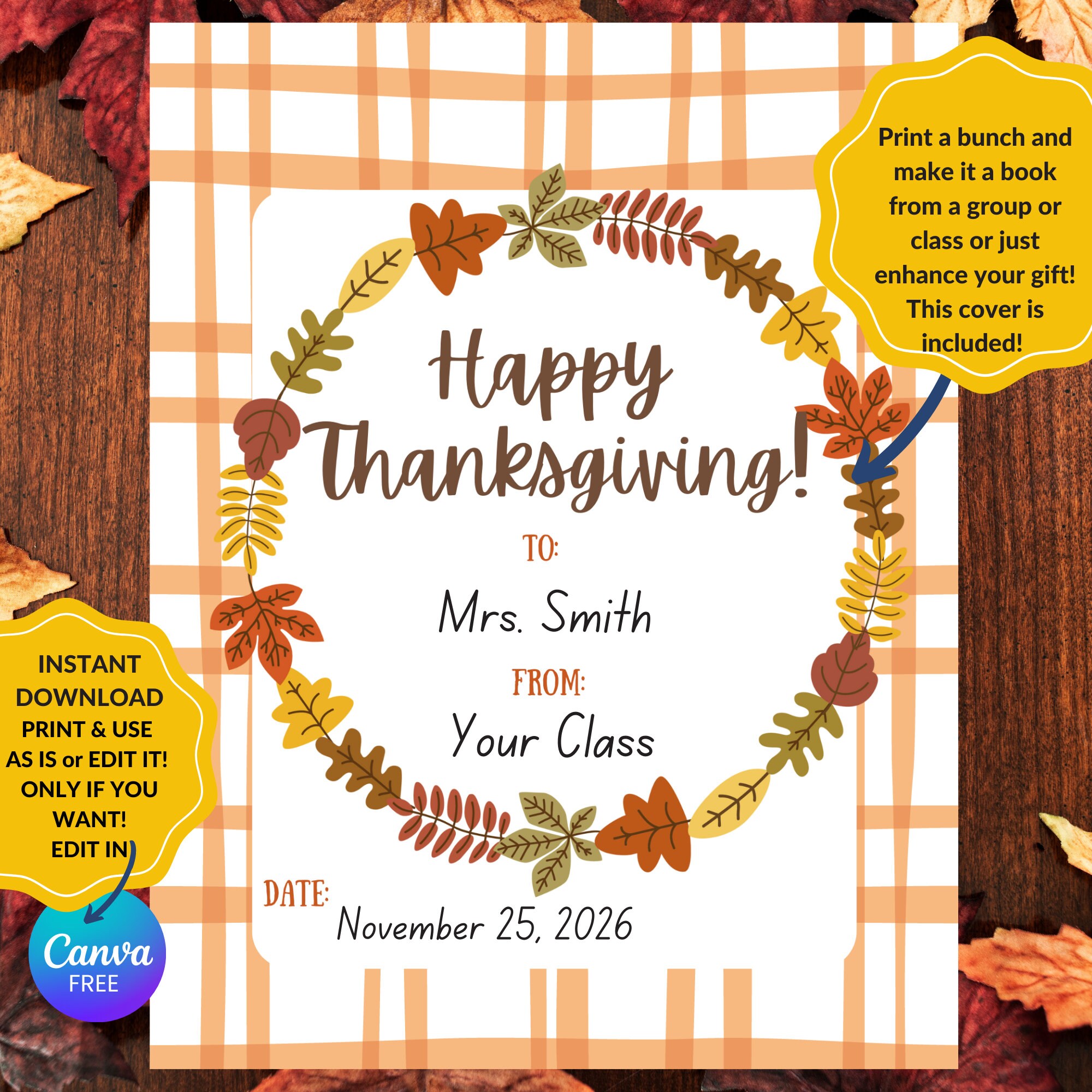 Thanksgiving Appreciation Printable Thankful for Grandparent - Etsy