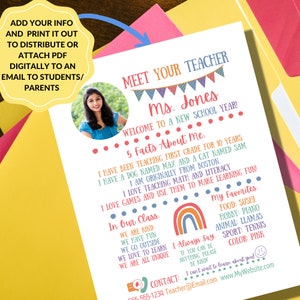 Meet the Teacher Editable Template, All About Teacher, Back to School ...