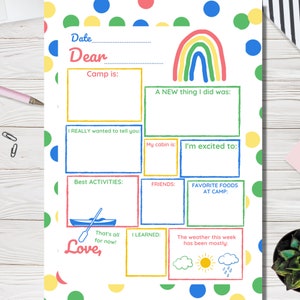 Fill in the Blank Camp Letter, Printable Letter Camp Letter, Rainbow ...