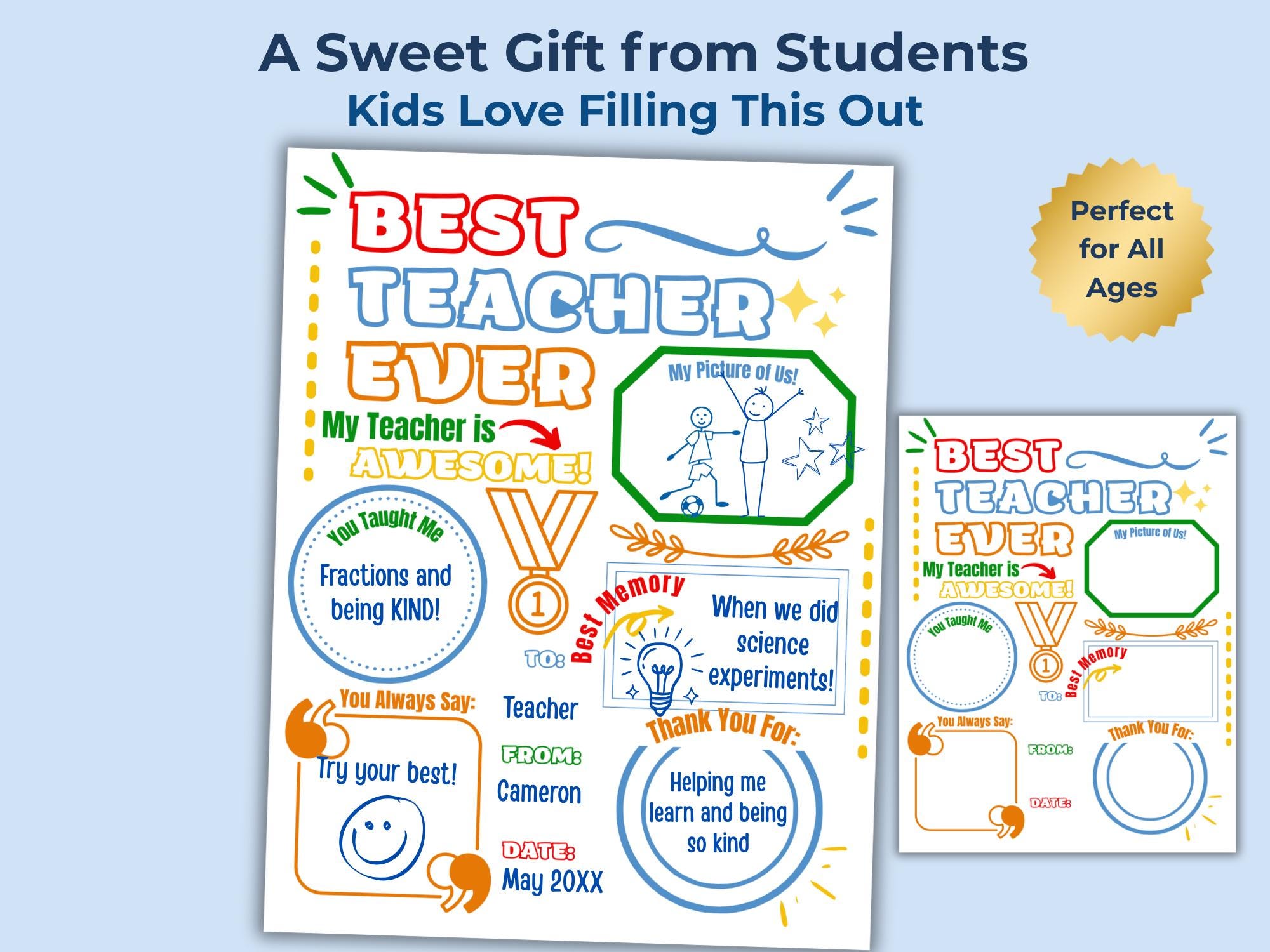 Teacher Appreciation Printable 2026, Teacher Memory Book, Class Gift ...