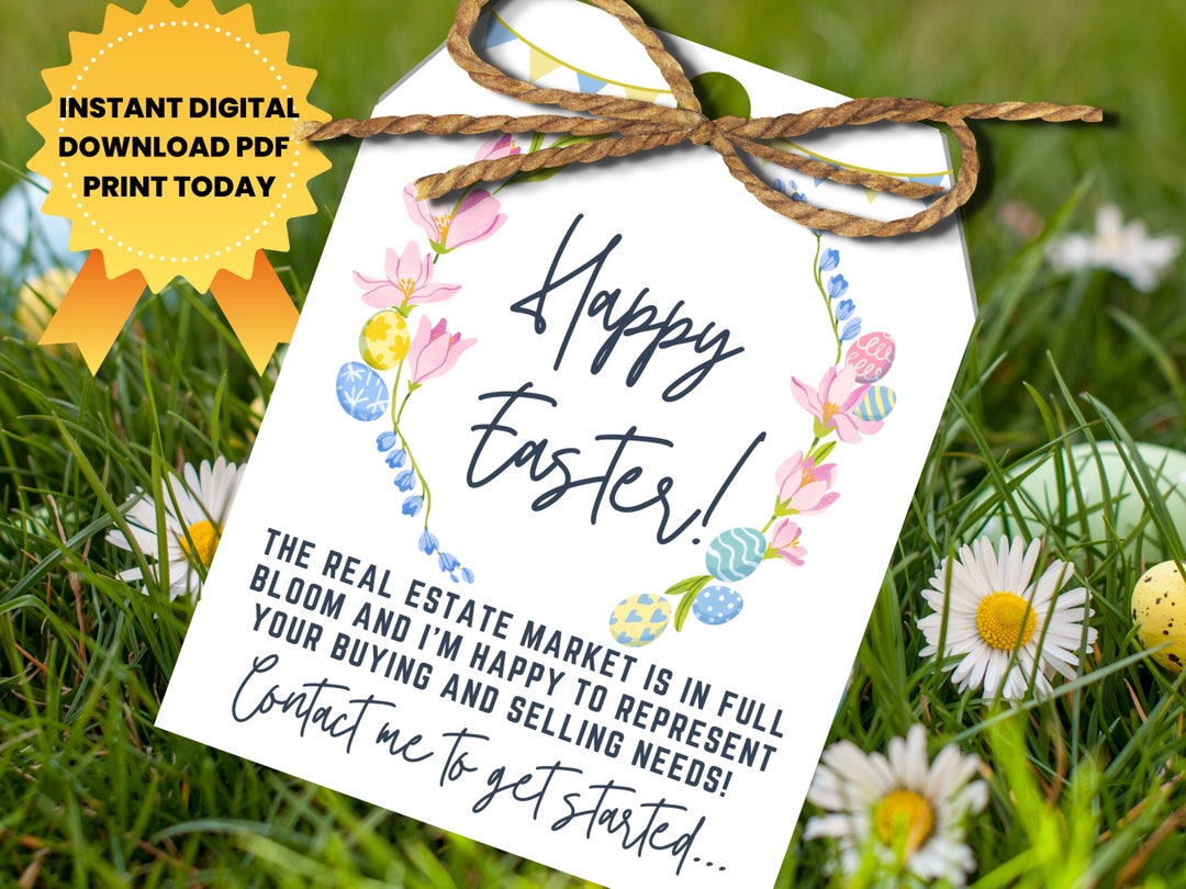 PRINTABLE Easter Pop by Tags | Realtor Popby Easter Plant Tags | Real ...