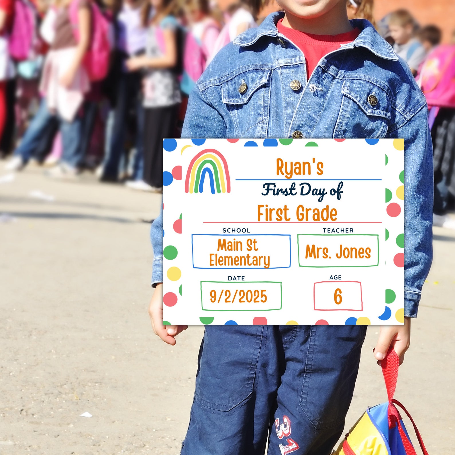 Rainbow First Day of School Sign School Photo Sign Printable | Etsy