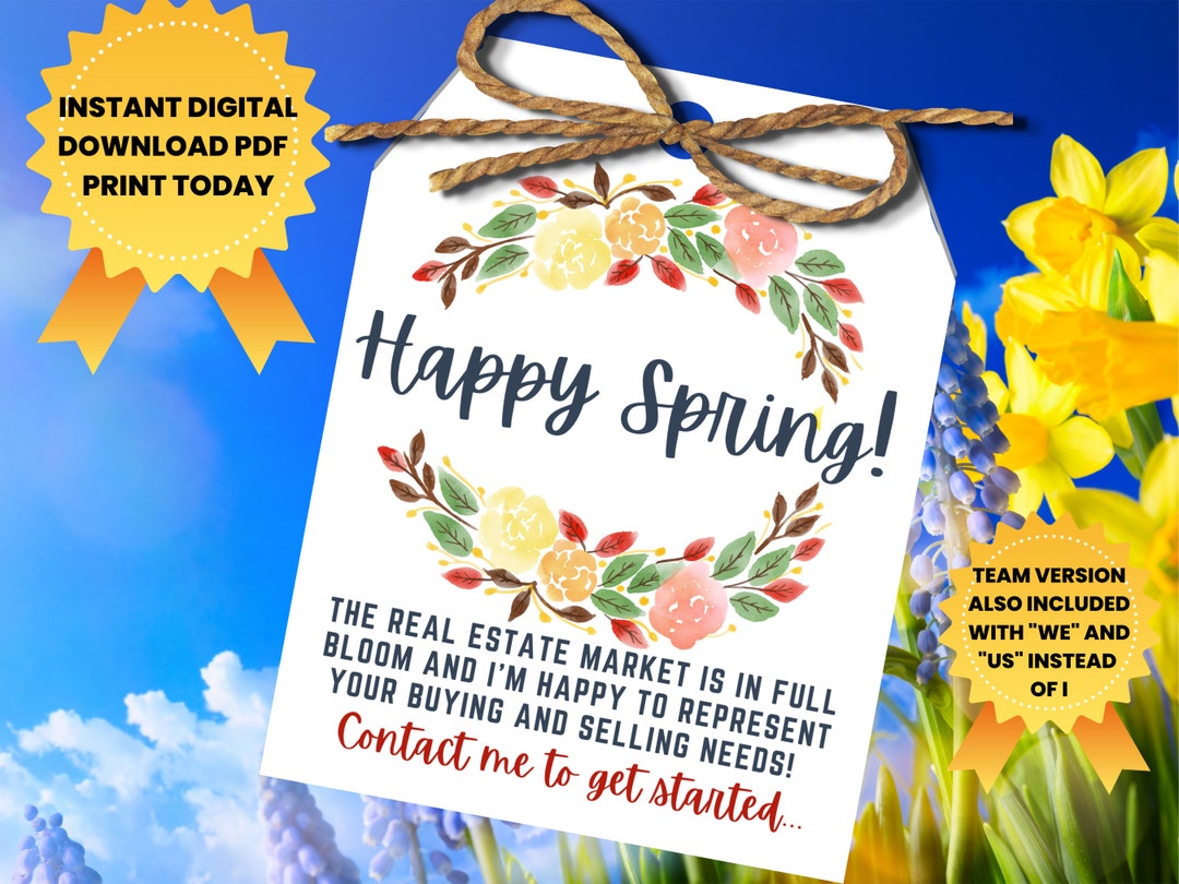 PRINTABLE Spring Real Estate Pop by Tags | Realtor Popby Plant Tags ...