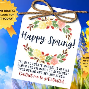 PRINTABLE Spring Real Estate Pop by Tags | Realtor Popby Plant Tags ...