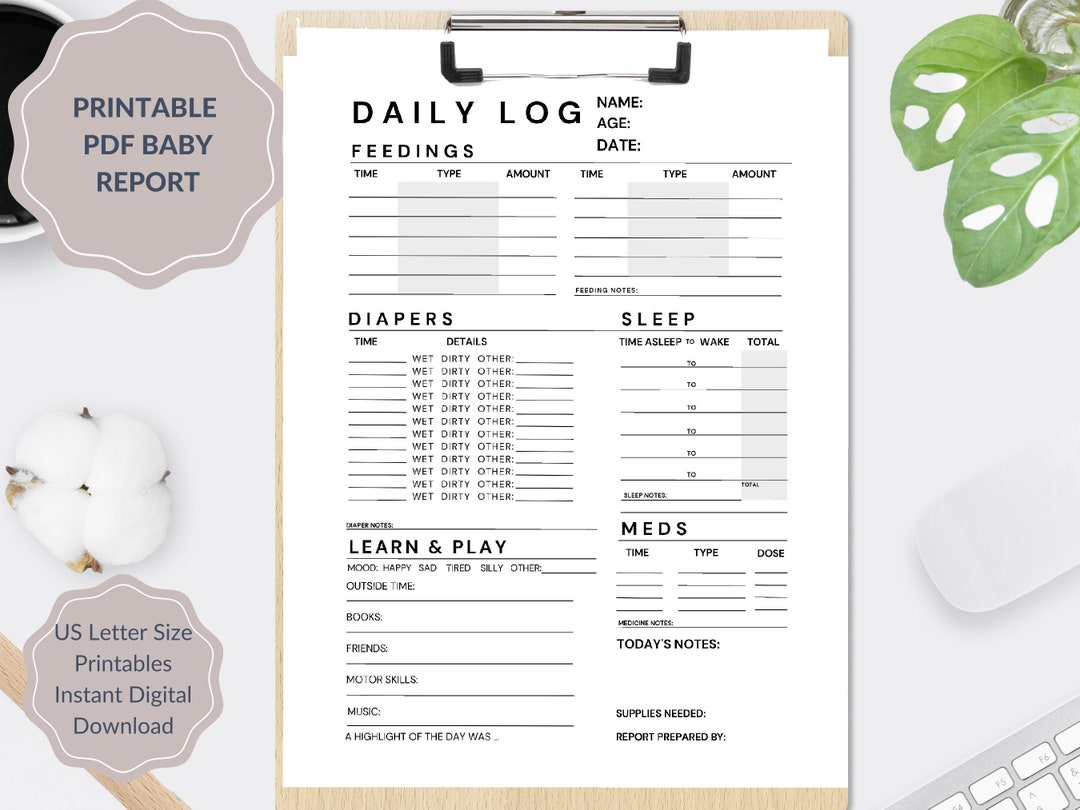 Daily Baby Report, Infant Food Tracker, Newborn Diaper Log, Nanny Notes ...