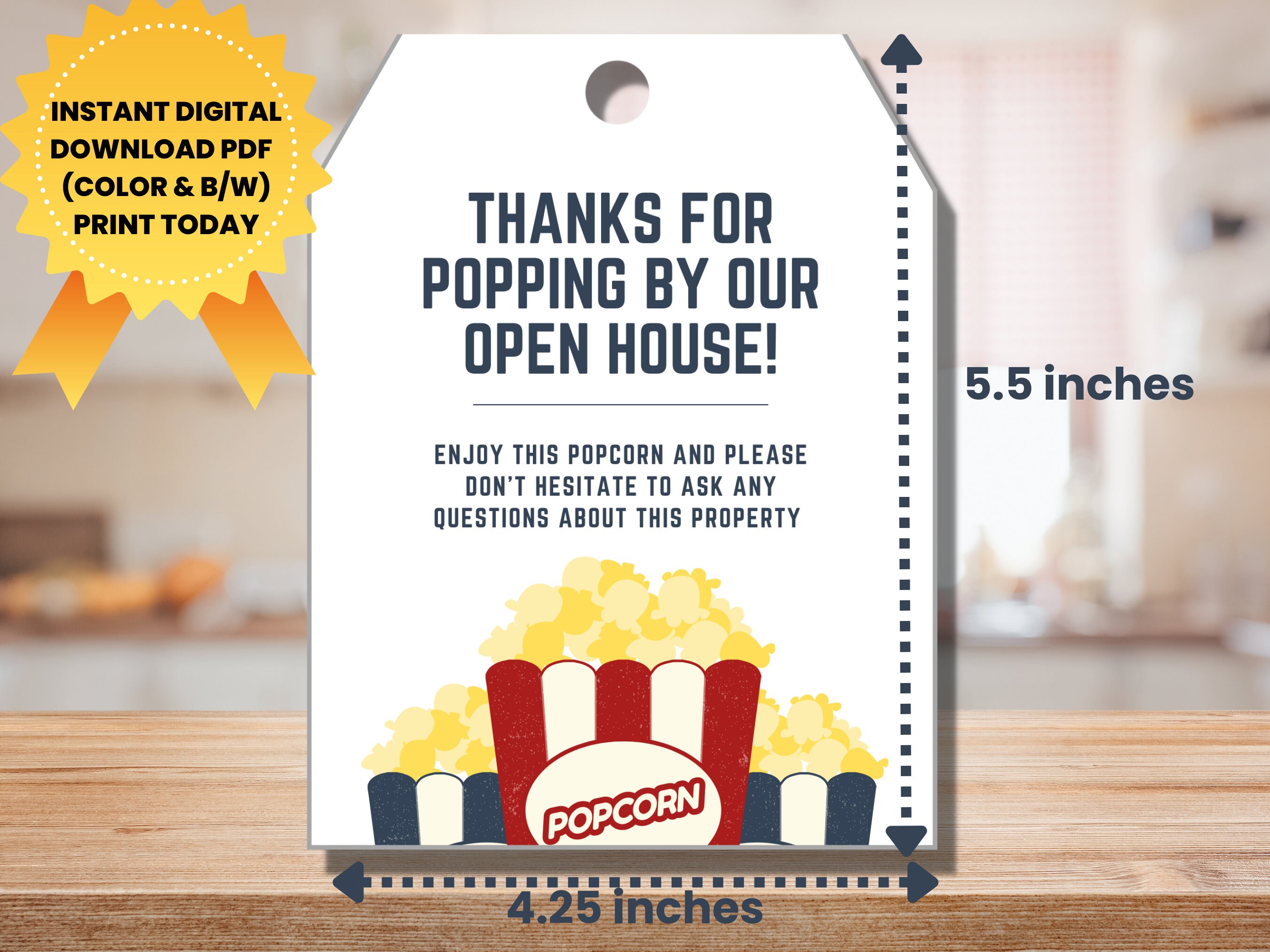 Realtor Open House Popcorn Gift Tags (digital Download) - Etsy