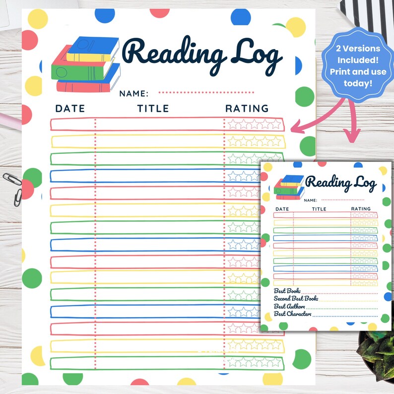 Printable Kids Reading Log: Summer Reading Tracker (PDF) - Etsy