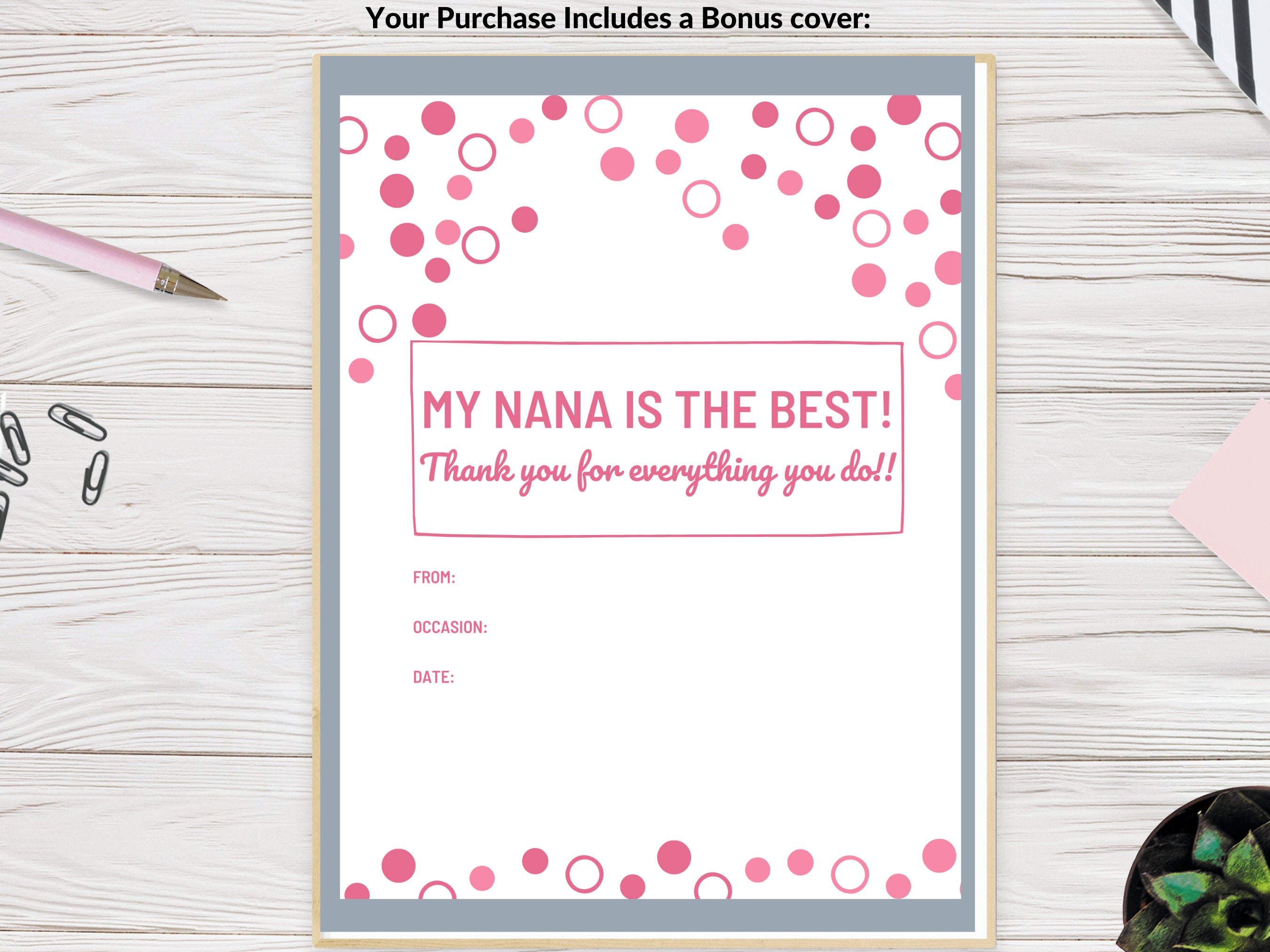 Nana Mother's Day Printable, All About Grandmother Fill in Blank, Nana ...