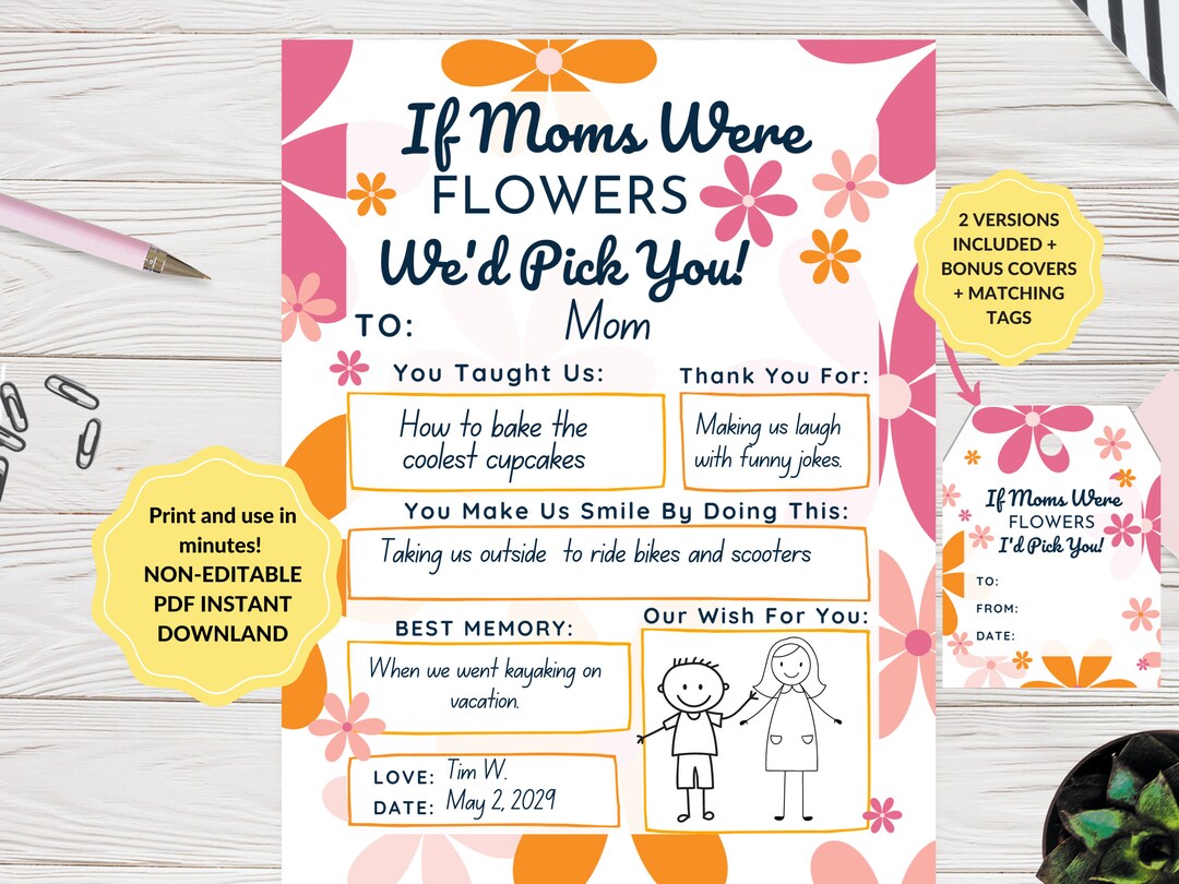 Mother's Day Printable, All About Mom Fill in Blank, Mama Gift From ...