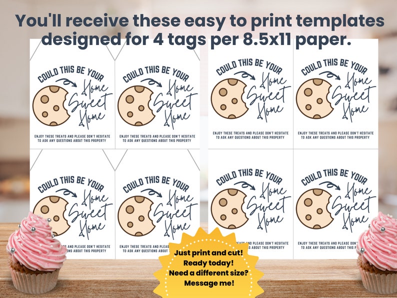 Realtor Open House Cookie Tags: Home Sweet Home Gift (digital Download ...