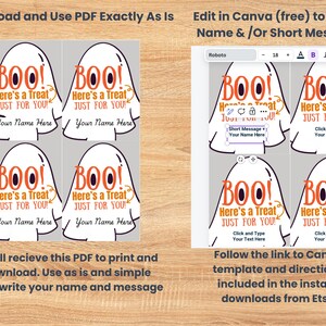Editable Halloween Treat Tag Printable, Boo! Here’s a Treat for You ...